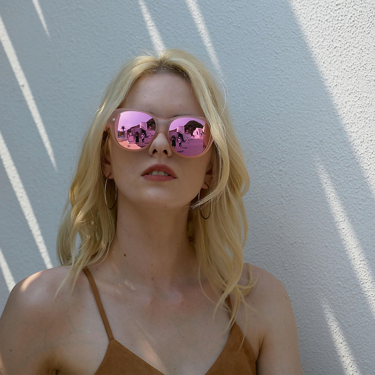 URUMQI Sunglasses Fit Over Glasses for Women, Polarized UV400 Protection Sun Glasses Trendy Round Cat Eye Shades Large Lens