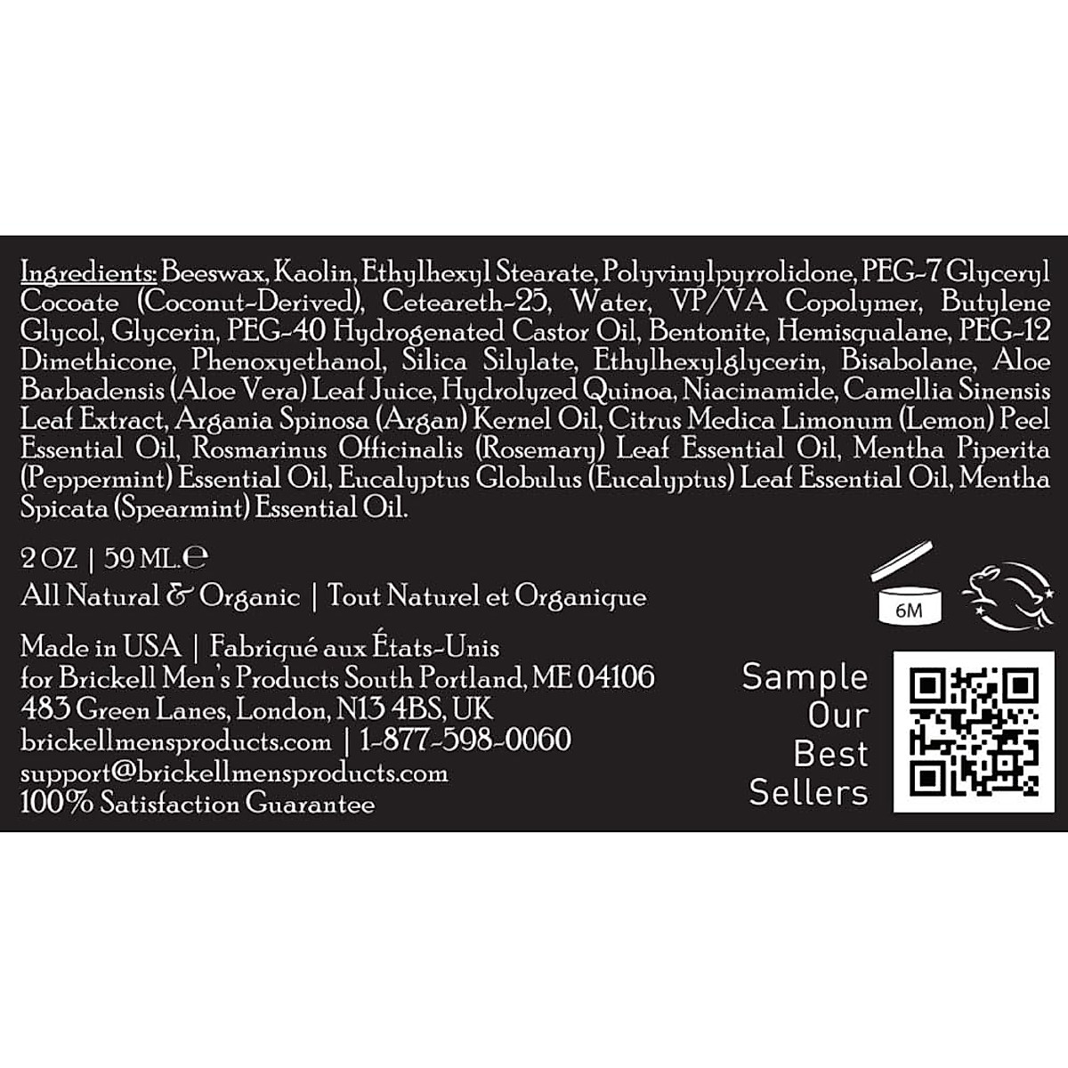 Brickell Men's Products Hair Styling Clay Pomade For Men, Natural & Organic with Strong Hold & Matte Finish, Product for Modern Hairstyles, 2 Ounces, Scented