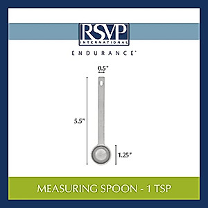 RSVP International Endurance Kitchen Collection Open Stock Measuring Spoon, Stainless Steel, Dishwasher Safe, 1-Teaspoon