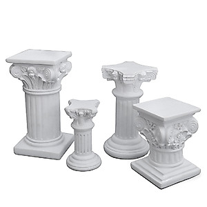 soarflight Roman Pillar Greek Column Resin Statue Figurine Base Pedestal Stand Birthday Party Wedding Table Sand Game Decor Supplies Great for Home Garden Classy, White, Square Small