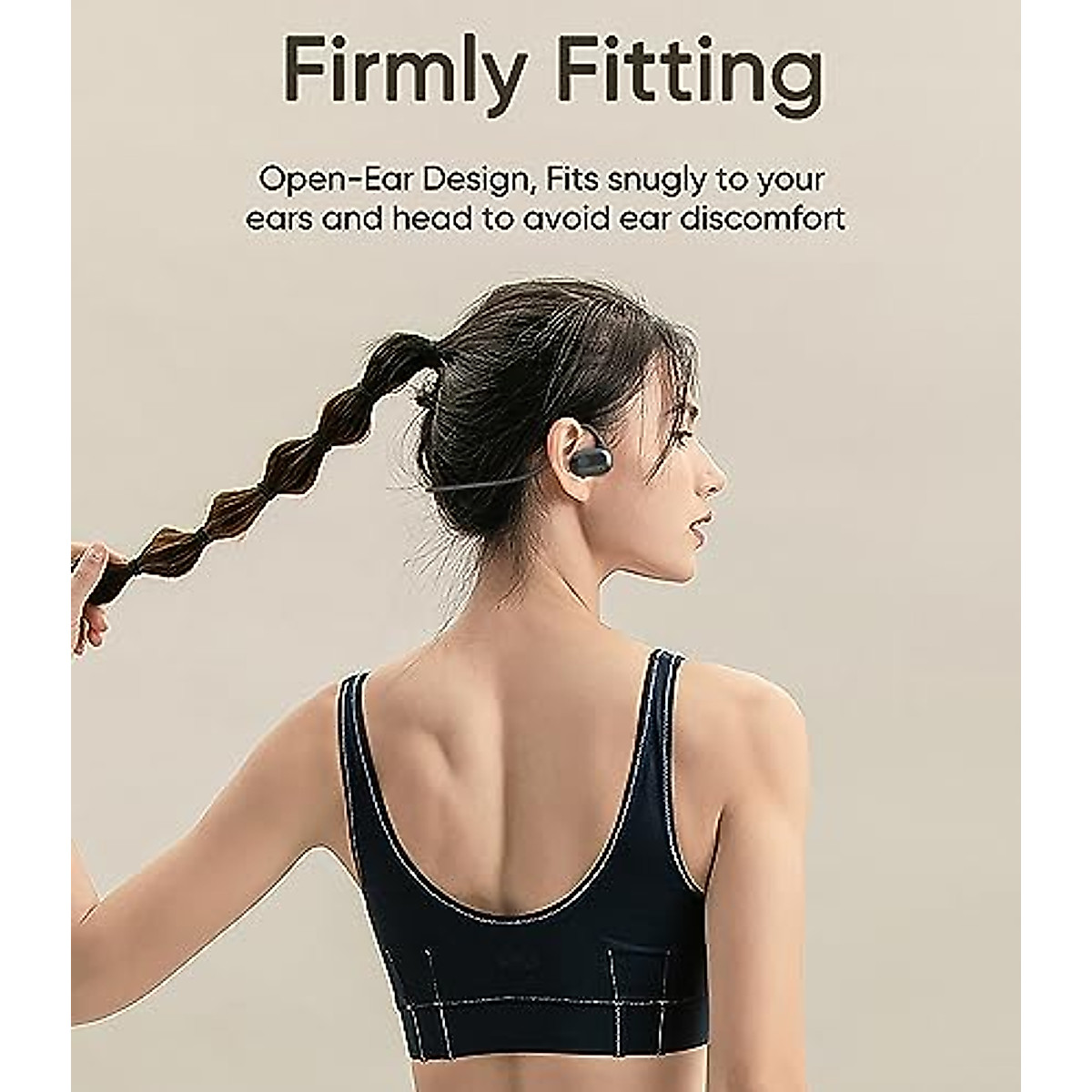 Premium Open Ear Air Conduction Headphones, Bluetooth 5.3 Wireless Earphones with Microphone, Stereo Sound Waterproof Sweatproof Sport Headsets for Running,Cycling,Workout,Hiking,Driving(Black)