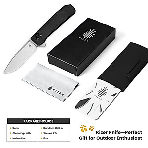 Kizer Brat Folding Knife, 3.5 Inches Stain 154CM Steel Blade EDC Pocket Knife G10 Handle Flipper Opener V3630C1