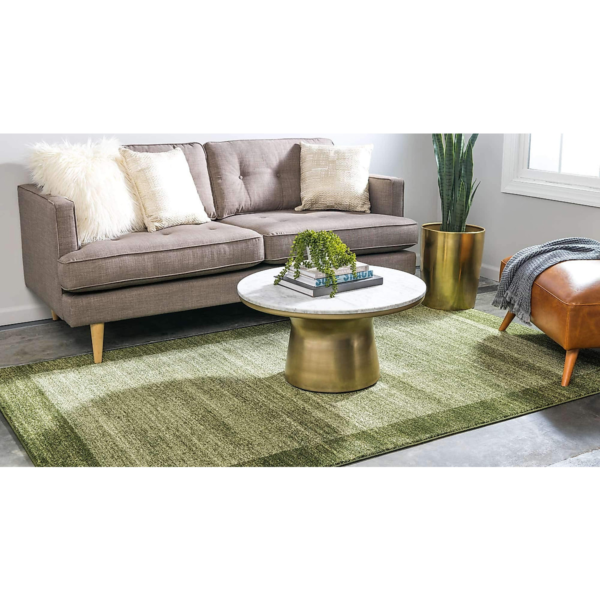 Unique Loom Del Mar Collection Area Rug - Abigail (5' 3" x 8' Rectangle, Light Green/ Ivory)