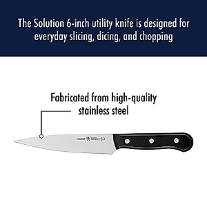 HENCKELS Solution Razor-Sharp 6-inch Utility Knife, Tomato Knife, German Engineered Informed by 100+ Years of Mastery, Black/Stainless Steel
