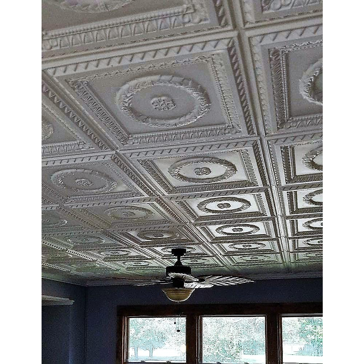 Charleston #210 PVC Decorative Ceiling Tiles 2' x 2' Glue-Up/Grid (Pack of 12 - Approx. 48 sq. ft.)(Antique Brass)