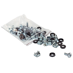 Intellinet 50-Pack M6 x 19mm Screws and Cage Nuts and Washers for Rack Mount Server Cabinets and Network Cabinets, 1u, 2u, 6u,12u-711081