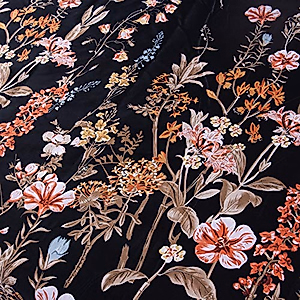 GETIANN Black Floral Duvet Cover Set Full/Queen Comforter Cover Set 90"x90" 3 Pieces Soft Lightweight Bedding (Black Floral)