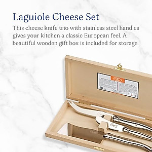 Jean Dubost Laguiole 3-Piece Cheese Knife Set - Stainless Steel