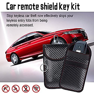 2PCS Faraday Bag for Key Fob, Car RFID Signal Blocking Key Fob Protector, Faraday Cage Protector, Signal Blocking Anti-Theft Bag, Anti-Theft Pouch, Carbon Fiber Faraday Pouch Key Fob Protector