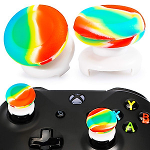 Playrealm FPS Thumbstick Extender Rubber Silicone Grip Cover 2 Sets for Xbox Series X/S & Xbox One Controller(Rainbow)