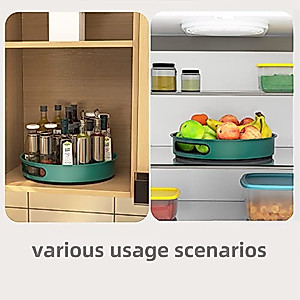 2Pack Lazy Susan Turntable Organizer Round Metal Lazy Susan Storage 12 &10 Inch for Kitchen/Cabinet/Living Room/Bathroom Refrigerator （Green）