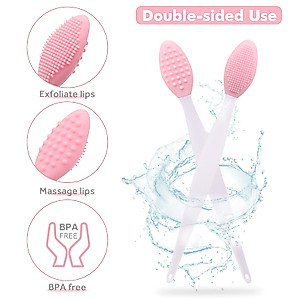 Lip Scrub Brush,Silicone Lip Brush Exfoliating Double-Sided Lip Scrubber Tool, Lightening for Dark and Chap Lips, Exfoliating Brush for a Smoother and Fuller Appearance, Cleaner Lips