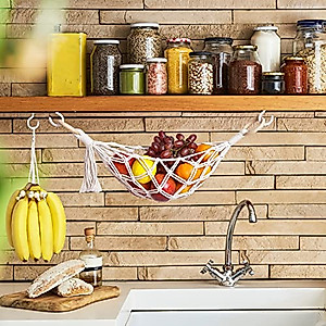 Evbopa Fruit Hammock Under Cabinet for Kitchen Macrame Haning Fruit Basket for Veggies Space Saving in Kitchen, Boat or RV