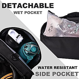 ESTARER Gym Bag Sports Duffel Bags for Men 50L with Shoe Compartment & Wet Pocket Large Fitness Workout Travel 4-in-1 Backpack - Black