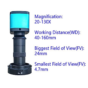 48MP 4K 1080P HDMI USB HD Industrial Video Digital Microscope Camera C Mount Lens LED Ring Light Electronics Soldering Repair (20-130x)