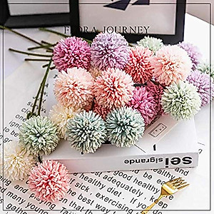 SHINE-CO LIGHTING Artificial Chrysanthemum Ball Flowers Hydrangea Arrangement Bouquet 10pcs Present for Friends Decor for Home Office Coffee House Parties and Wedding (Milk White)