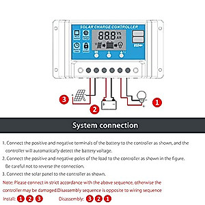12V 24V Solar Charge Controller,KIMISS LCD Display Solar Charge Discharge Controller PWM Solar Controller Dual USB Output Regulator for Home Industrial Car (30A)
