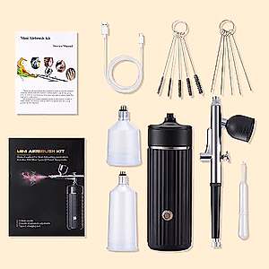 Cordless Airbrush Kit Rechargeable Airbrush Compressor 23-48PCI for Art Painting,Cake Airbrush Decorating, Crafts, Model Painting, Air Brush Painting, Nail Airbrush Machine