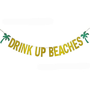 Morndew Summer Time Style with Coconut Tree Drink Up Beaches Banner for Baby Birthday Party Beach Summer Tropical Party Shower Wedding Party Bunting Decorations
