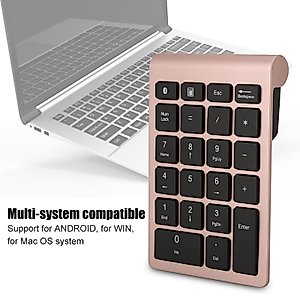 Locadence 22 Keys Numeric Keypad, BT 5.0 3 Million Times Exceptional Longevity Ergonomic Design Ultrathin Numeric keypad for Laptop PC Desktop Notebook (Rose Gold)