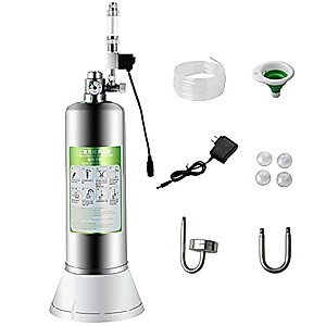 ZRDR Co2 Generator System 2L with Pressure Gauge Automatic Pressure Relief Valve Bubble Counter for Aquarium Plants，Stable Output Sent Steel Bottle Base
