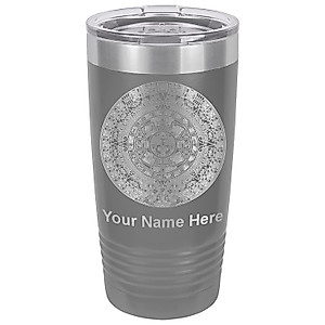 LaserGram 20oz Vacuum Insulated Tumbler Mug, Aztec Calendar, Personalized Engraving Included (Gray)