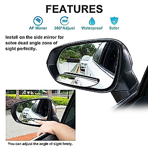 LivTee Blind Spot Car Mirror, Long Framed HD Glass and ABS Housing Convex Wide Angle Side Rearview Mirrors with Adjustable Stick for Universal Car (2 pcs)