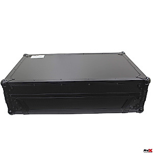 ProX XS-DDJ1000 WLTBL LED ATA Flight Case for Pioneer DDJ-1000 FLX6 SX3 DJ Controller with Laptop Shelf 1U Rack Space Wheels and LED - Black