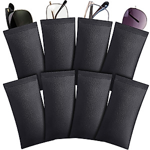 Xuhal 8 Pcs Leather Glasses Case Sunglasses Pouch Eyeglass Case Soft Squeeze Top Portable Travel Glasses Sleeve for Women Men (Black)