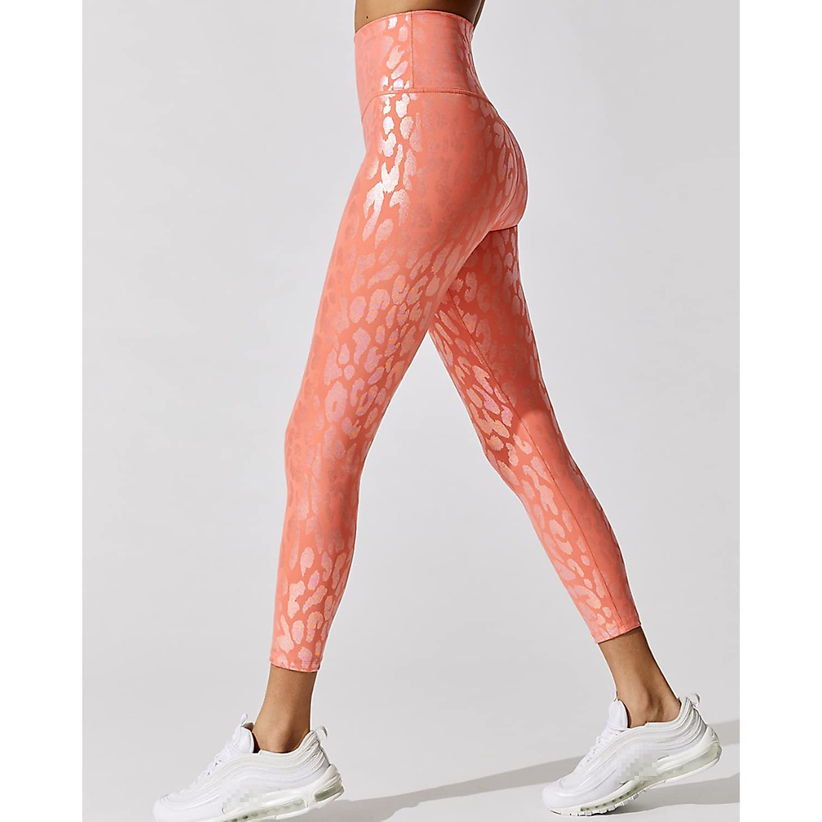 Women 2 Piece Leopard Racerback Sport Bra and Leggings Yoga Suit Crop Gym Top and Pants Workout Outfit(OR-M)