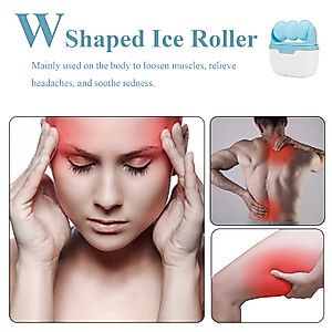 Ice Roller for Face, Ice Face Roller Skin Care Tools, 2 in 1 Face Massager Eye Roller for Puffy Eyes Migraine Relief, Reduce Wrinkles, Relieve Muscle Soreness, Relieve Sunburn and Redness, Blue