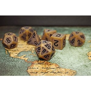 DND Dice Set Ancient RPG Dice for Dungeons and Dragons(D&D) Pathfinder MTG Tabletop Role Playing Game Polyhedral 7-Die Dice Group (Coffee Brown)