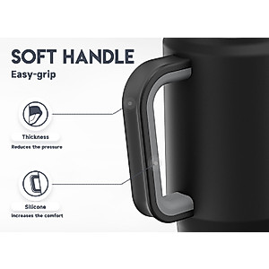 Meoky 32 oz Tumbler with Handle, Insulated Tumbler with Lid and Straw, Stainless Steel Travel Mug, Keeps Cold for 24 Hours, 100% Leak Proof, Fits in Car Cup Holder (Night)