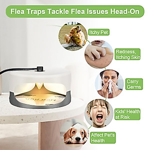 KILSACO Flea Trap for Inside Your Home 2 Packs - Premium Electric Flea Traps, Natural and Child-Friendly Indoor Flea Control for Home & Garage with 5 Glue Disc Refills and 5 Lightbulbs