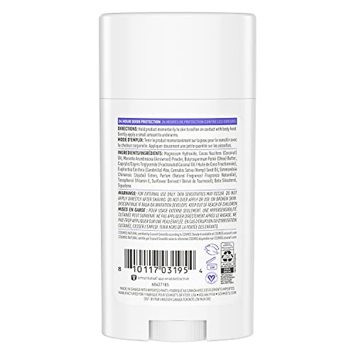 Schmidt's Aluminum Free Natural Deodorant for Women and Men, Hemp Seed Oil and Rose for Sensitive Skin with 24 Hour Odor Protection, Vegan, Cruelty Free, 2.65 oz Pack of 2