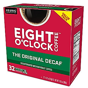 Eight O'Clock Coffee The Original Decaf, Single-Serve Keurig K-Cup Pods, Medium Roast Coffee Pods, 1 Count (Pack of 32)