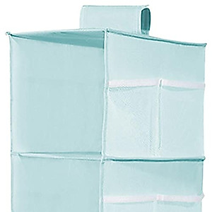 Leefasy Hanging Closet Organizer Wardrobe Storage Shelves for Sweaters Hat Clothes with Side Storage Bag Easily Attach to Closet Rods , Blue