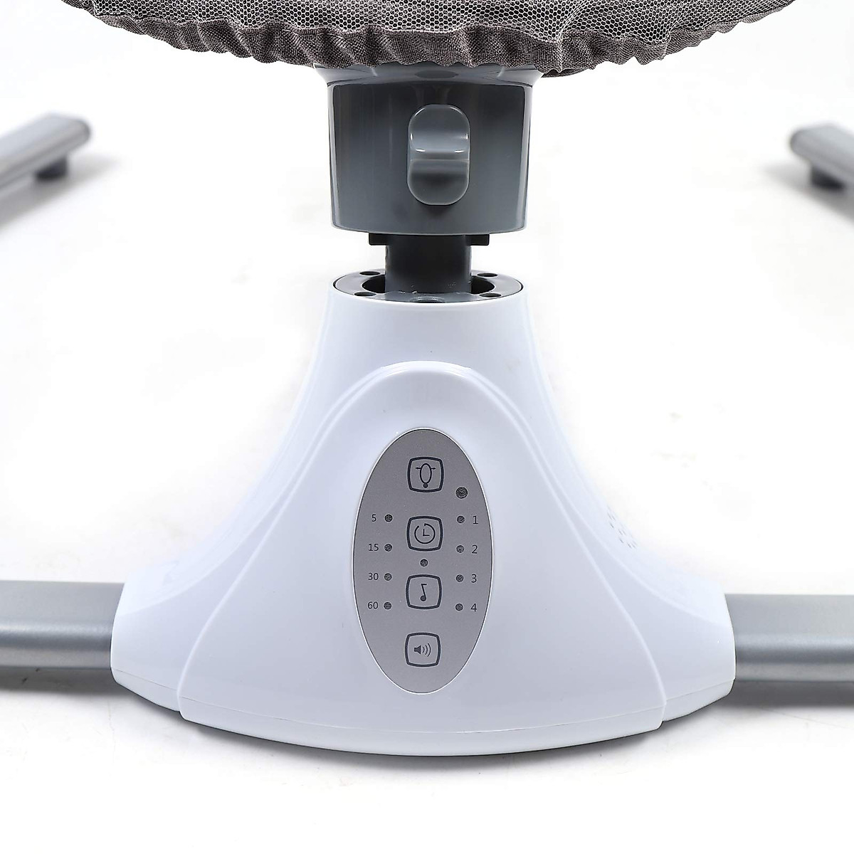 TFCFL Baby Swings for Infants, Foldable Infant Swing Chair Baby Bouncer 4-Speeds with Music Speaker, Remote Control, Netting, Hanging Toys, Seat Cover, Pillow or 0-12 Months Newborn Babies (Gray)