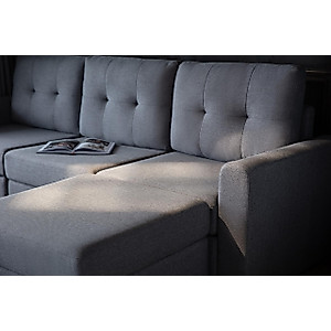 LINSY HOME Oversized Modular Sectional Couch, Rubik III 6 Seats with 4 Ottomans Convertible U Shaped Sectional Sleeper Sofa with Storage, All Covers Changeable Washable, Dark Grey