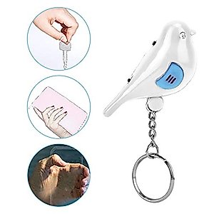 Whistle Key Finder Voice Control Bird Shape Keychain Mini Key Anti-Lost Tracer Finder with LED Light Suitable for Key Wallet Cellphone(White)