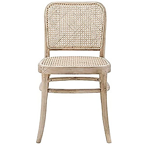 Modway Winona Elm Wood Dining Side Chair with Cane Rattan Seat in Gray