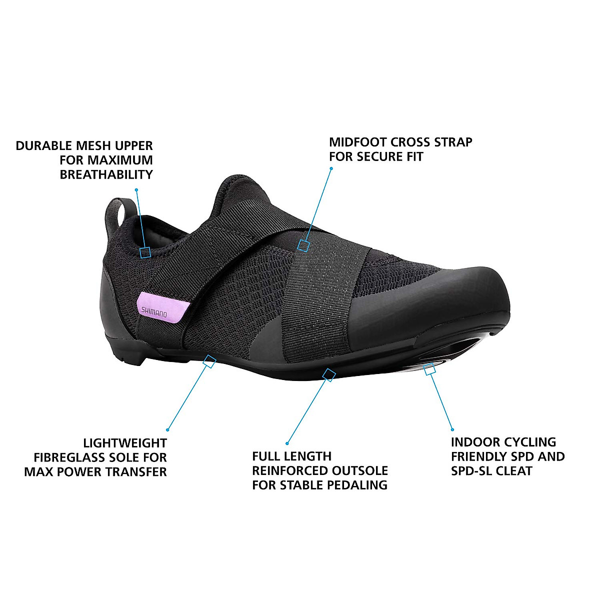 SHIMANO SH-IC100 High Performance Indoor Cycling Shoe, Black, 11-11.5 Women / 9.5-10 Men (EU 44)