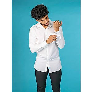 &COLLAR Slim Fit Long Sleeve Performance Men's Dress Shirt White XL