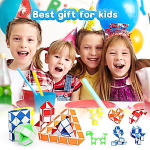 Ganowo 18 Pack Fidget Snake Cube Mini Twist PuzzleToys for Kids Teens Stocking Stuffer, Birthday Party Favors, Goodie Bags Fillers, Classroom Rewards, Random Colors