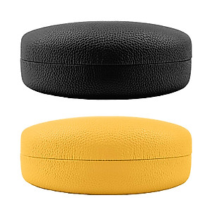 CHZZMS 2 PACK Large Hard Shell Sunglasses Case, Protective Case For Sunglasses and Eyeglasses (black+yellow)