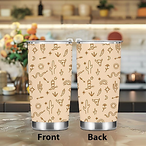 EIXU Birthday Christmas Presents Boho Western Coffee Tumbler, 20 oz Tumblers, Insulated Coffee Mug, Stainless Steel Thermal Cup Travel Coffee Cup, Cow Stuff Western Gifts for Women Men, Western Stuff