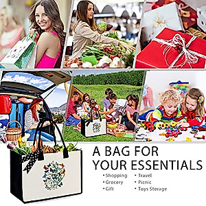 Canvas Tote Bag for Women Mom Mother Teachers Gifts, Personalized Large Tote Beach Bags For Birthday Wedding, Initial Totes Bag Custom for Friend Bride Bridesmaid