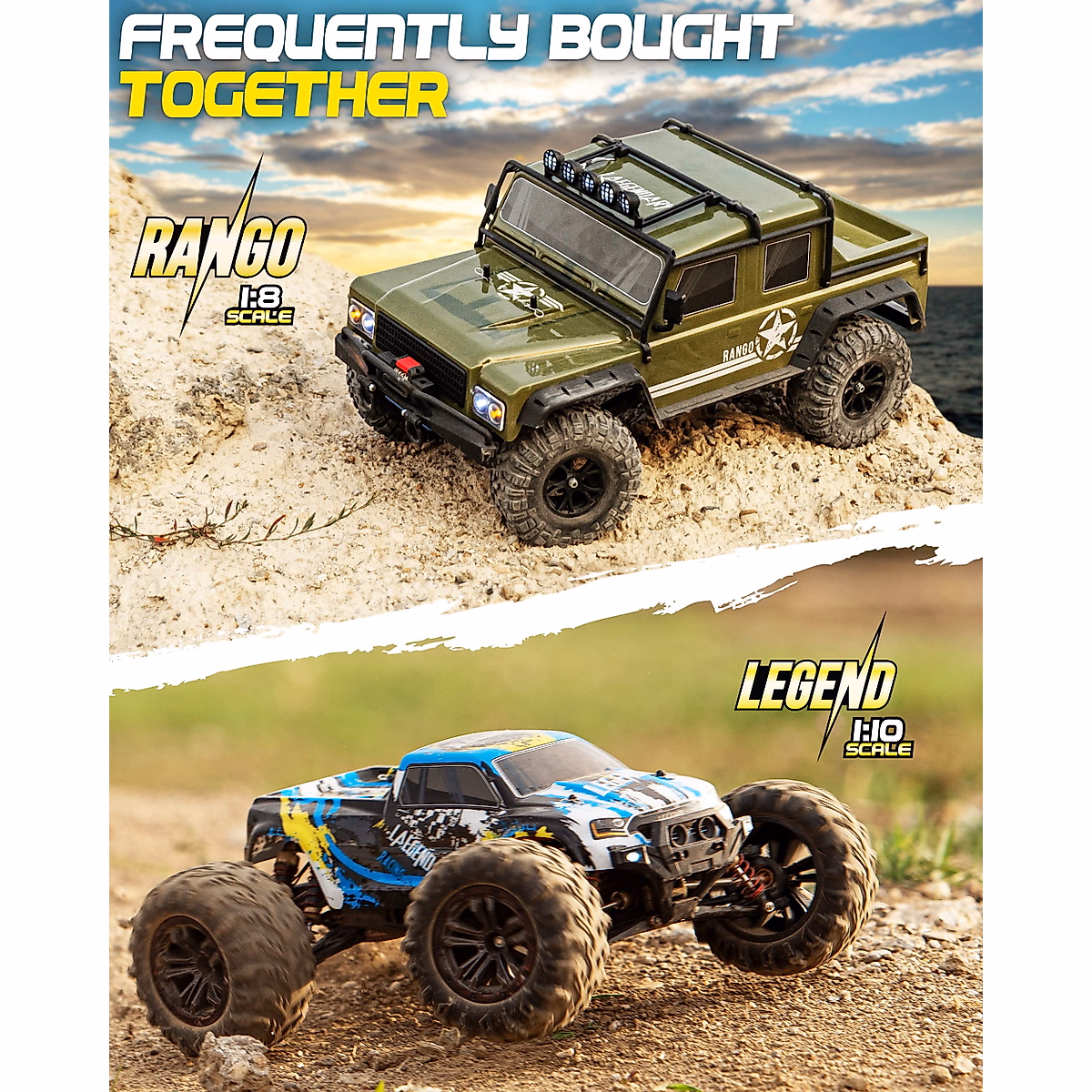 LAEGENDARY RC Crawler - 4x4 Offroad Truck for Adults - RC Rock Crawler, Fast Speed, Electric, Hobby Grade Car - 1:8 Scale, Brushed, Army Green