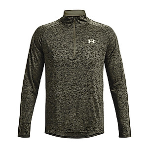 Under Armour Mens Tech 2.0 1/2 Zip-Up T-Shirt , (391) Marine OD Green / Black / White , Large