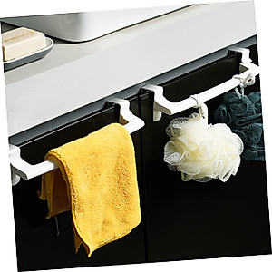 KONTONTY 4pcs Door Hook Over Door Towel Bar Cabinet Hooks Towel Hooks Wall Mounted Towel Holder Kitchen Dish Cloth Storage Rod Towel Shelf for Bathroom Towel Rack for Cabinet Hanger White